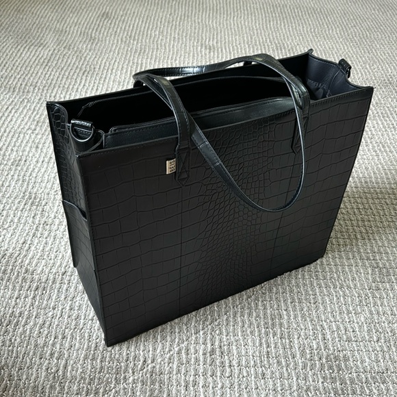 BEIS | Bags | Beis Large Work Tote In Black Croc | Poshmark